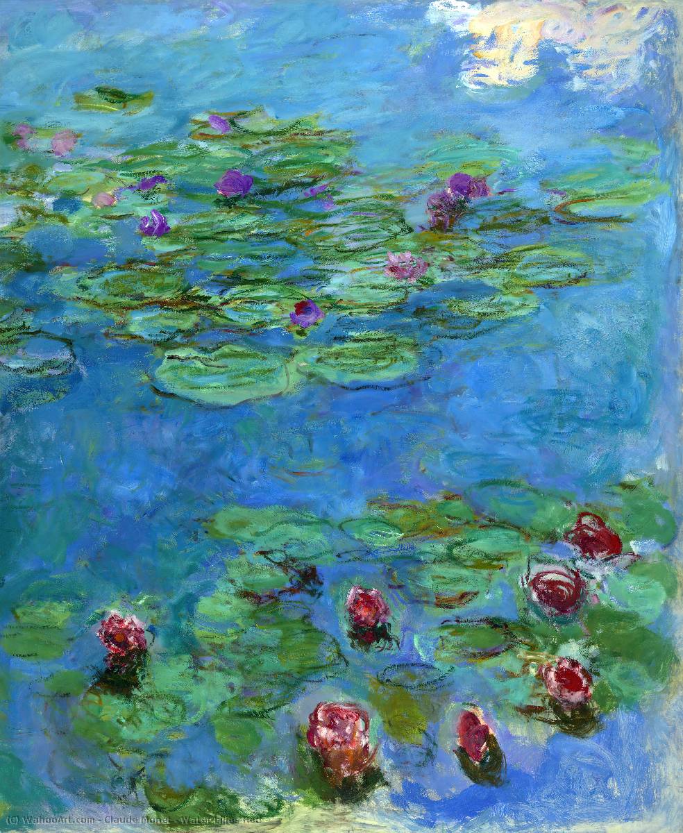 Reproduções De Arte Lírios de água vermelho, 1919 por Claude Monet ...