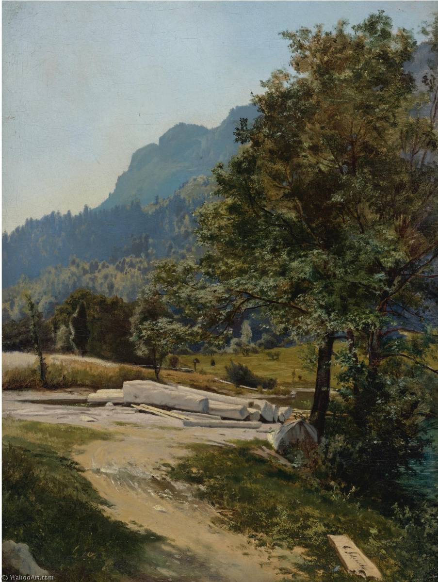Ordem Reproduções De Arte Paisagem arborizada, 1868 por Carl Eduard ...
