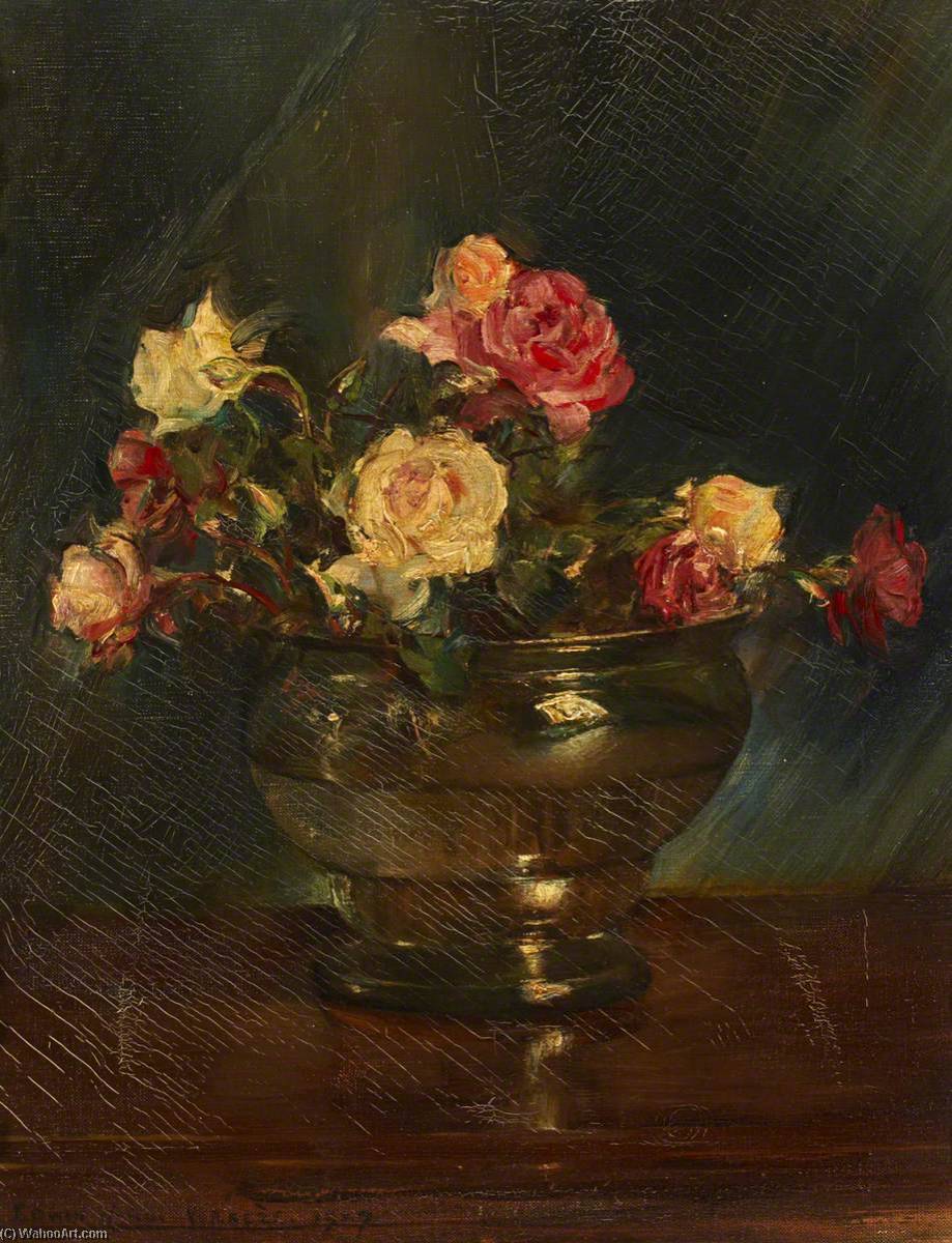 Gravura De Qualidade De Museu Uma tigela de rosas, 1927 por Edwin ...