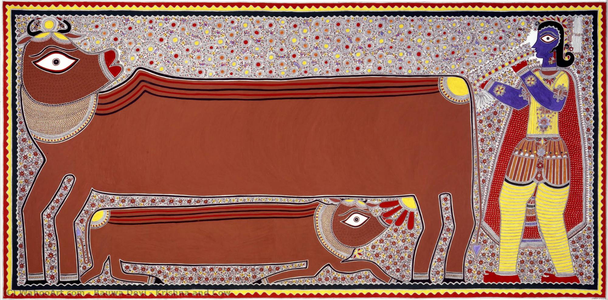 Krishna e Vaca por Bauwa Devi Bauwa Devi | WahooArt.com